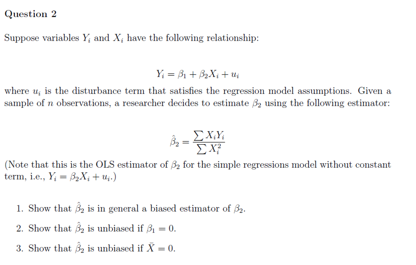 Solved Suppose variables Yi and Xi have the following | Chegg.com