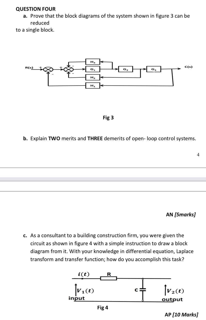 Solved QUESTION FOUR a. Prove that the block diagrams of the | Chegg.com