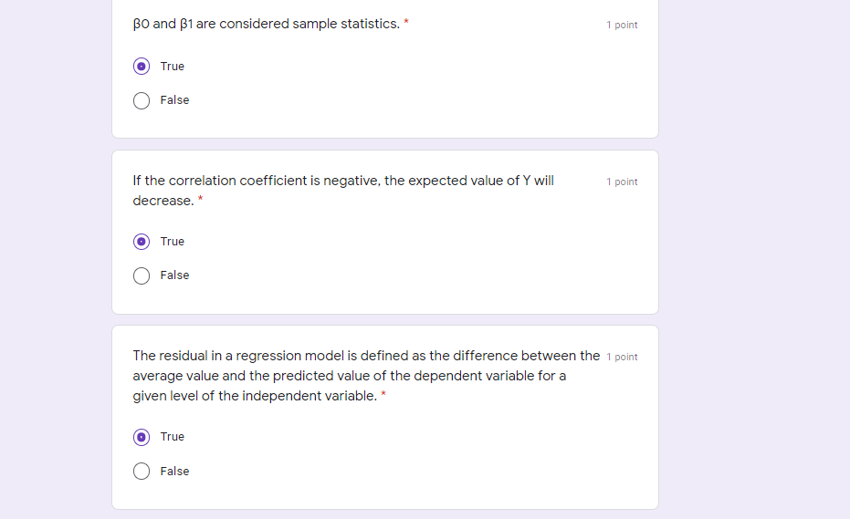 Solved BO and B1 are considered sample statistics. * 1 point | Chegg.com