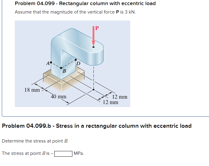 Solved Problem 04.099 - Rectangular column with eccentric | Chegg.com