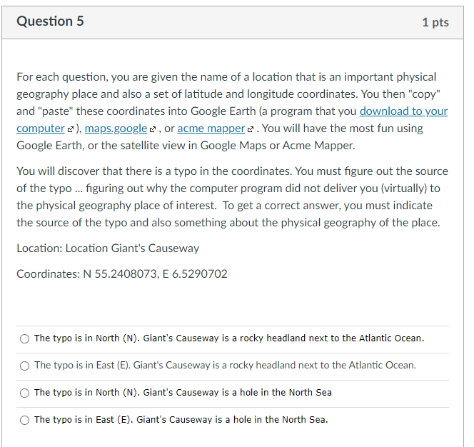 Solved Question 5 1 pts For each question, you are given the | Chegg.com