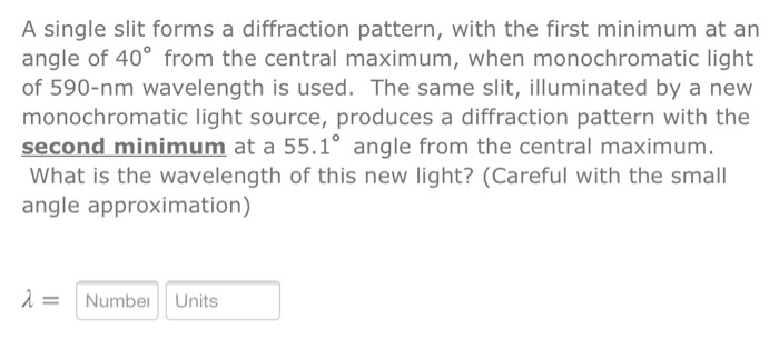 Solved A single slit forms a diffraction pattern, with the | Chegg.com