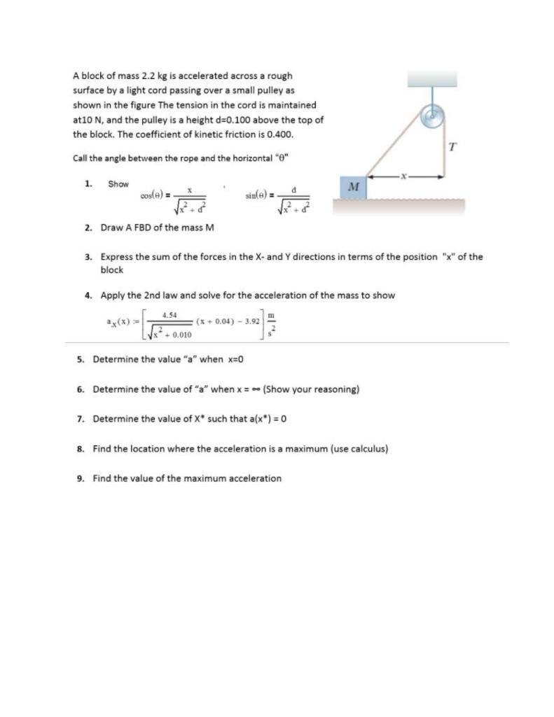 Solved A block of mass 2.2 kg is accelerated across a rough | Chegg.com