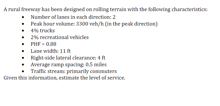 Solved A rural freeway has been designed on rolling terrain | Chegg.com