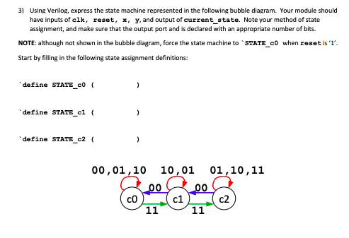 Solved 3) Using Verilog, express the state machine | Chegg.com