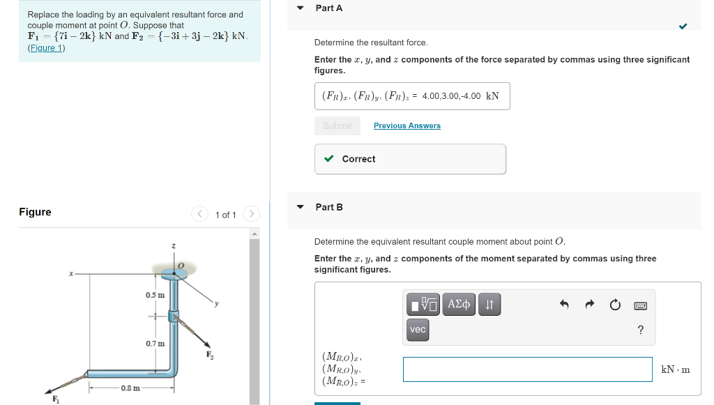 Solved Part A Replace the loading by an equivalent resultant | Chegg.com