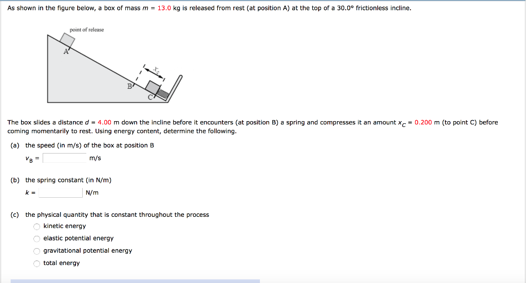 Solved As shown in the figure below, a box of mass m 13.0 kg | Chegg.com