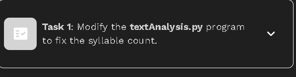 Solved Task 1: Modify the textAnalysis.py programto fix the | Chegg.com Solved Task 1: Modify the textAnalysis.py programto fix the | Chegg.com