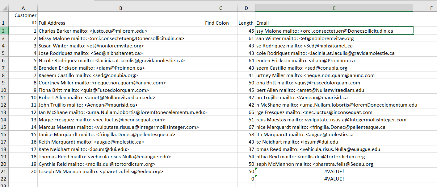 Solved The E-mail worksheet contains the names and email | Chegg.com