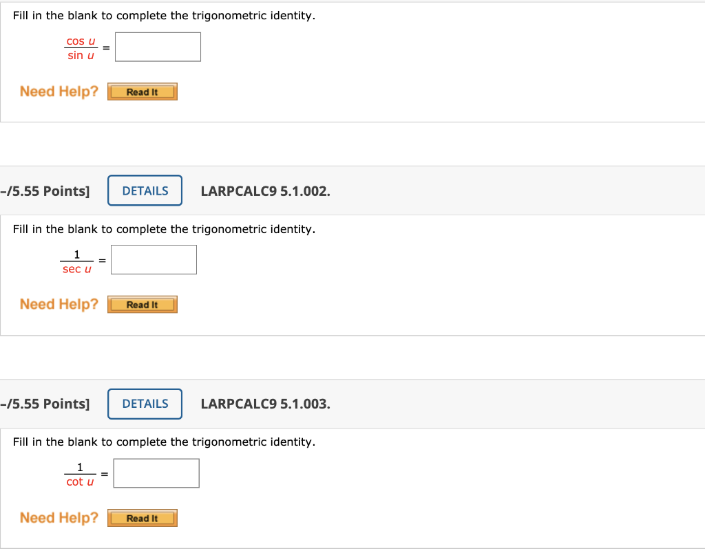 Solved Fill in the blank to complete the trigonometric | Chegg.com