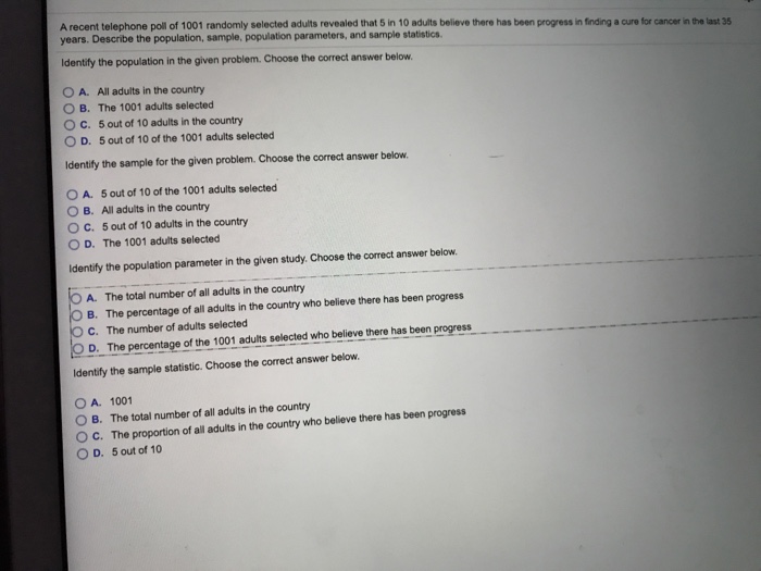 Solved A recent telephone poll of 1001 randomly selected | Chegg.com