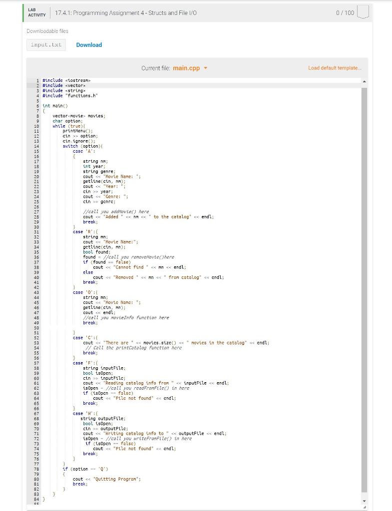 Solved 17.4 Programming Assignment 4 - Structs and File | Chegg.com