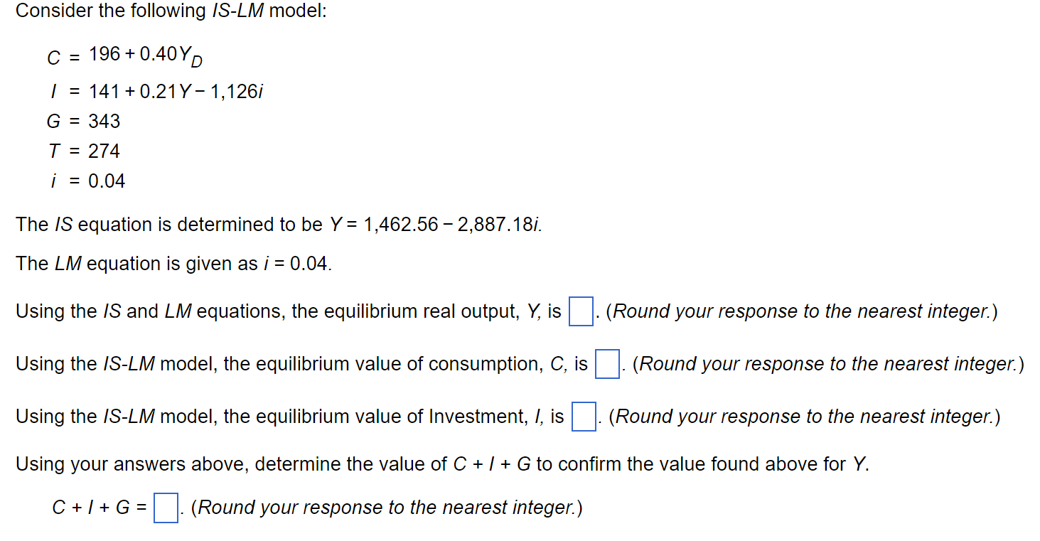 Solved Consider the following IS-LM | Chegg.com