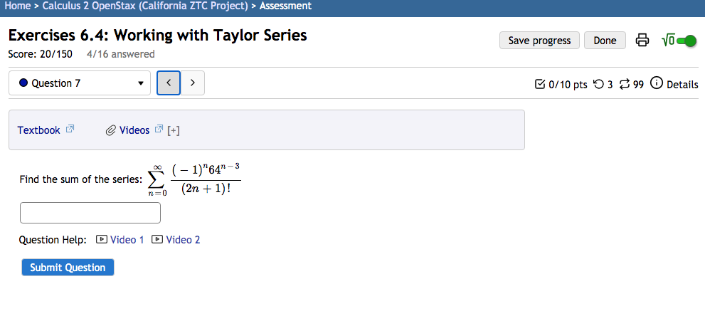 Solved Home > Calculus 2 OpenStax (California ZTC Project) > | Chegg.com