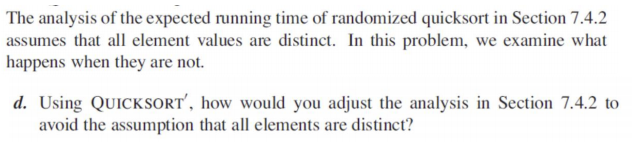 Solved The analysis of the expected running time of | Chegg.com