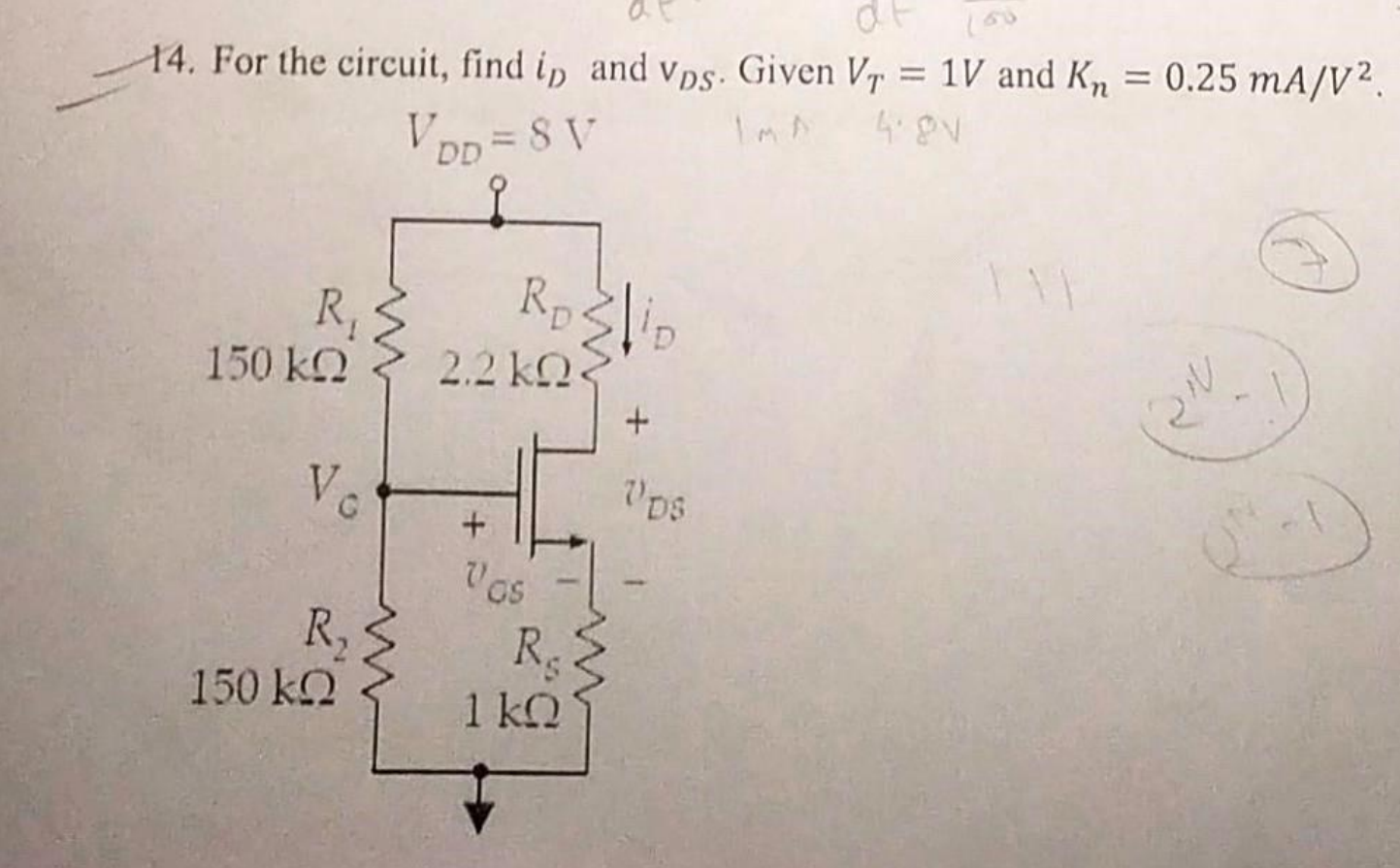 Solved 14. For the circuit, find in and Vps. Given V = 1V | Chegg.com