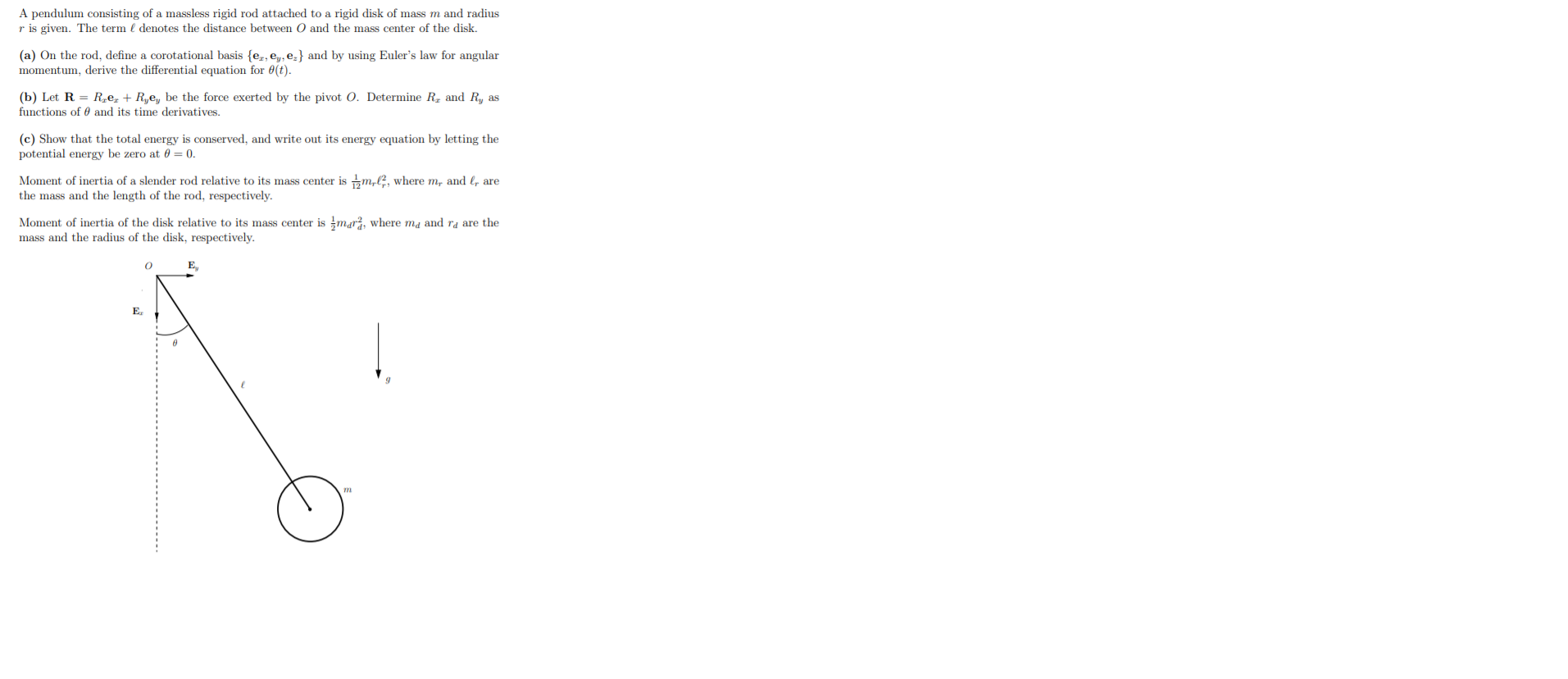 Solved A pendulum consisting of a massless rigid rod | Chegg.com