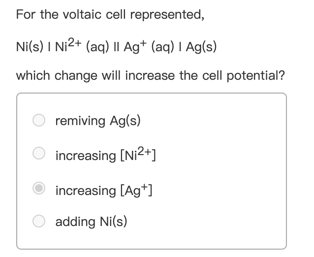 Solved For the voltaic cell represented, | Chegg.com