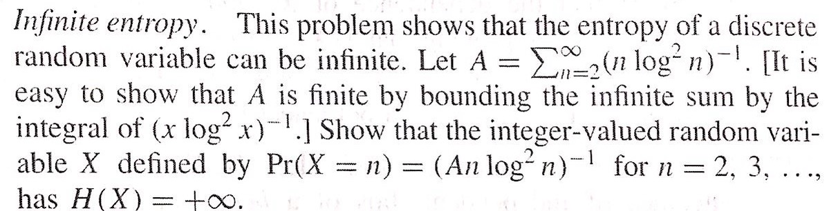 Solved Infinite entropy. This problem shows that the entropy | Chegg.com