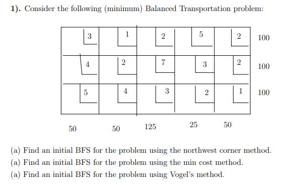 Solved 1). Consider the following (minimum) Balanced | Chegg.com