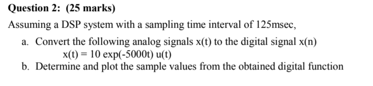Solved Question 2: (25 marks) Assuming a DSP system with a | Chegg.com
