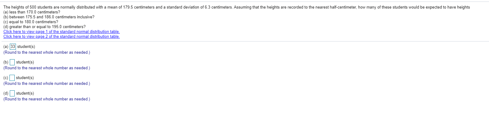 Solved The heights of 500 students are normally distributed | Chegg.com
