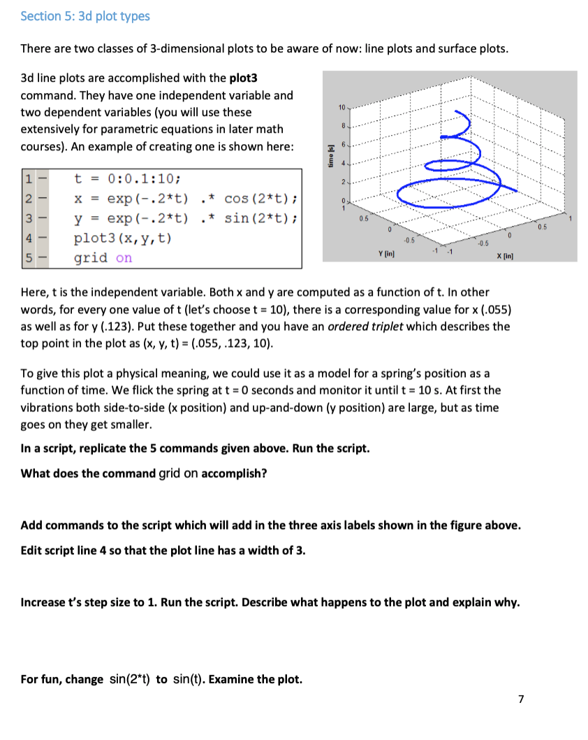 Solved Section 5: 3d plot types There are two classes of | Chegg.com