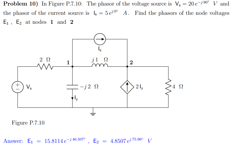 Solved Problem 10) In Figure P.7.10: The phasor of the | Chegg.com