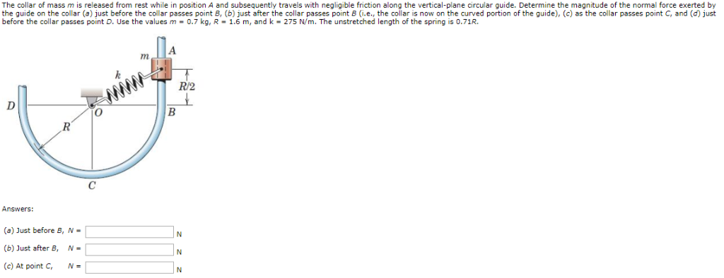 Solved The collar of mass m is released from rest while in | Chegg.com