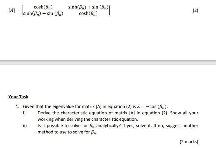 Solved [A] = sinh, sin (Bà) sinh(Bm) + sin (Bm) cosh(n) Pn] | Chegg.com