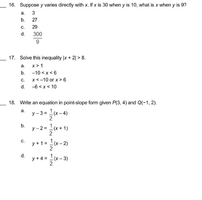 Solved 16. Suppose y varies directly with x. If x is 30 when | Chegg.com Solved 16. Suppose y varies directly with x. If x is 30 when | Chegg.com