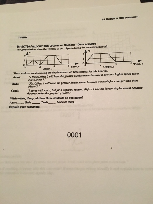 Solved B1 MomON IN ONE DIMENSION B1-SCT30: GRAPHs or OBJECTS | Chegg.com