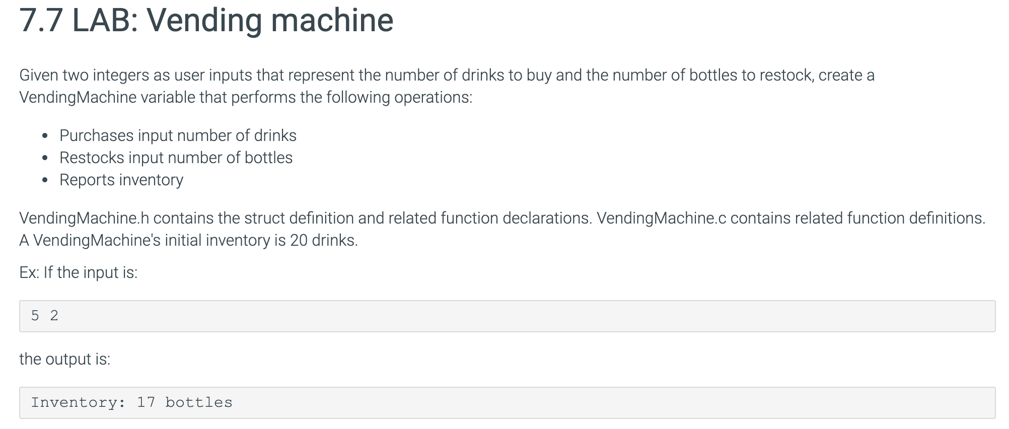 Solved 7.7 LAB: Vending machine Given two integers as user | Chegg.com