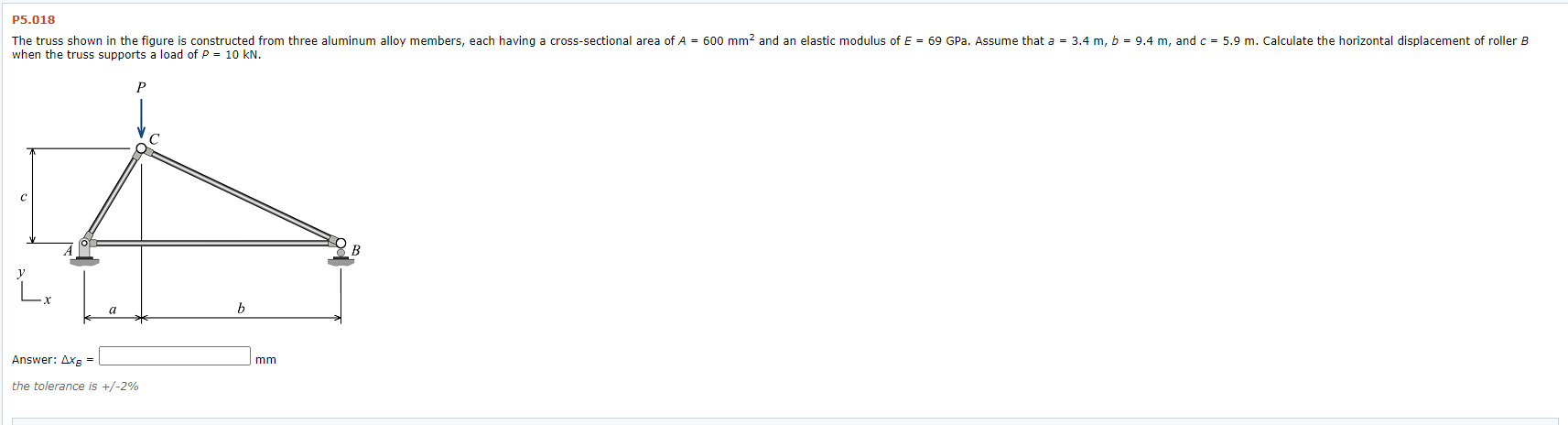 Solved P5.018 The truss shown in the figure is constructed | Chegg.com