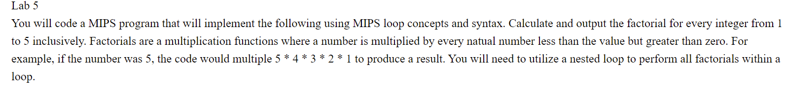 Solved Lab 5 You Will Code A Mips Program That Will 2704