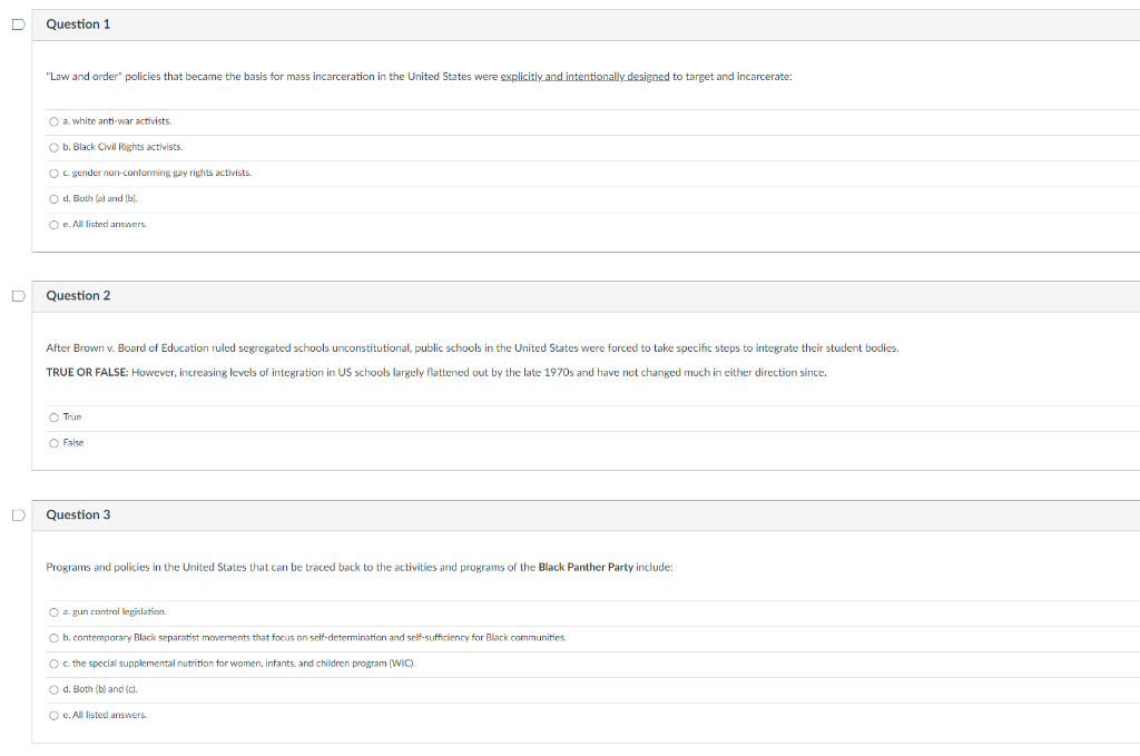 Solved D Question 1 "Law and order policies that became the | Chegg.com