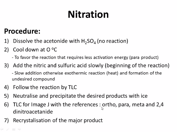 Solved Nitration Procedure: 1) Dissolve the acetonide with | Chegg.com