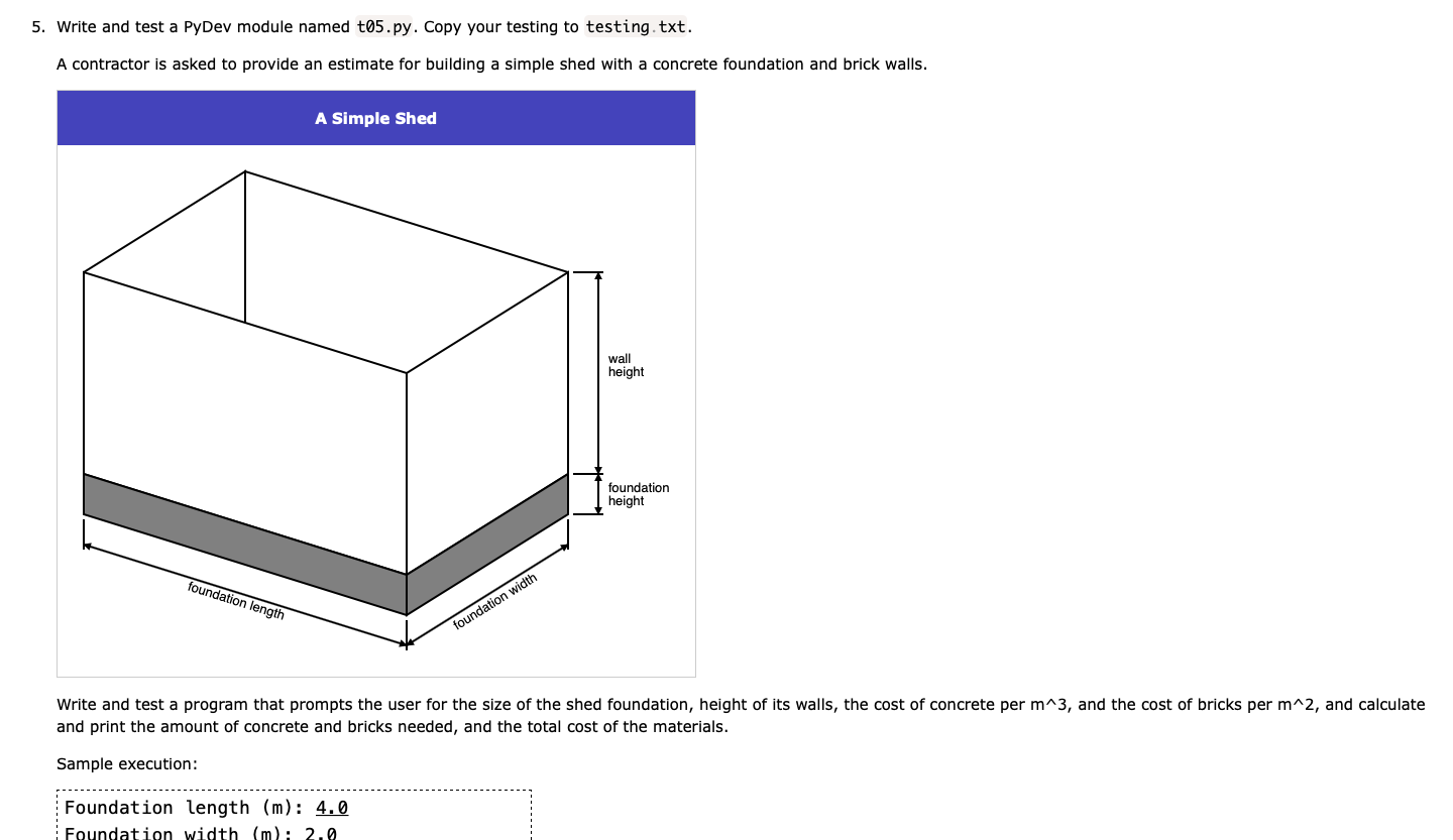 Solved 1. Write and test a PyDev module named t01.py. Copy | Chegg.com