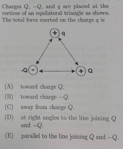 Solved Charges Q,−Q, and q are placed at the. vertices of an | Chegg.com