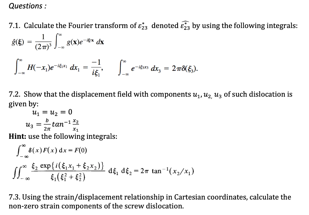 Problem 7. Elastic fields of Screw dislocation A | Chegg.com