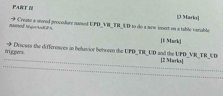 Solved PART II 13 Marks] a → Create a stored procedure named | Chegg.com
