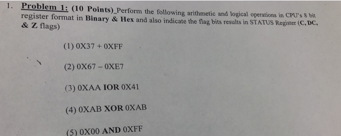 Solved Problem 1: (10 Points) Perform the following | Chegg.com