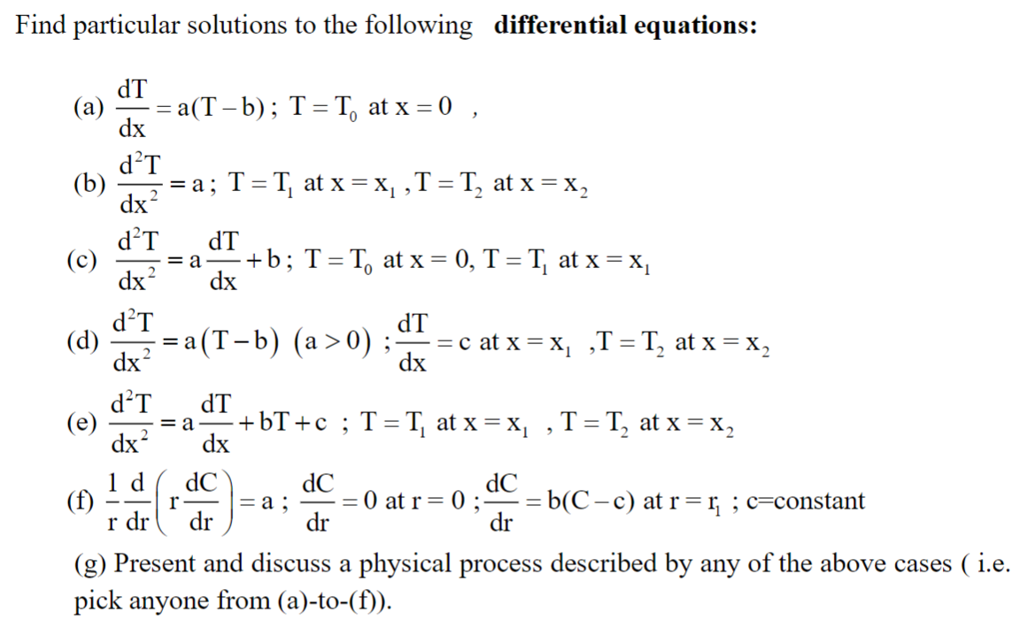 Solved Find particular solutions to the following | Chegg.com