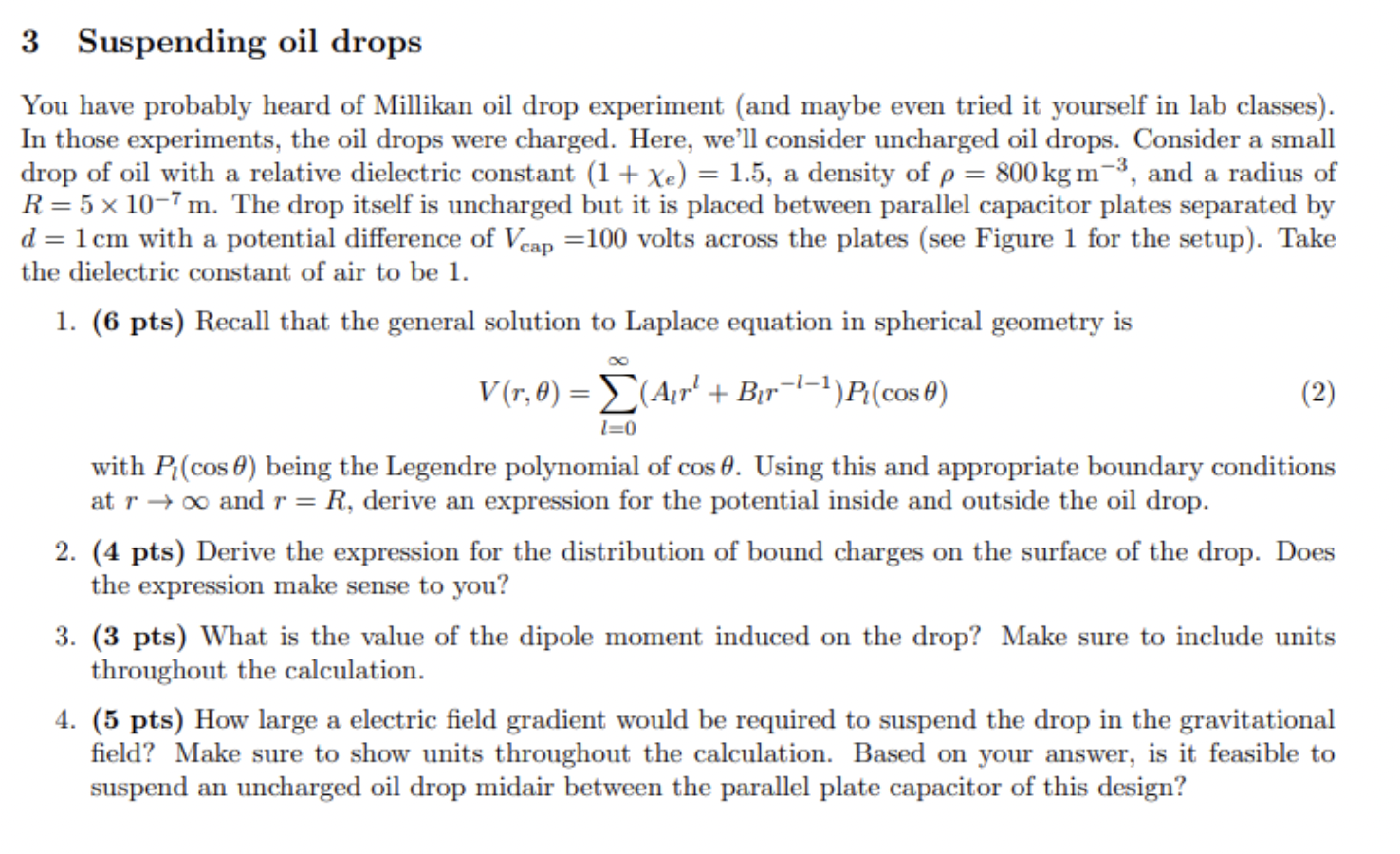 3 Suspending oil drops You have probably heard of | Chegg.com