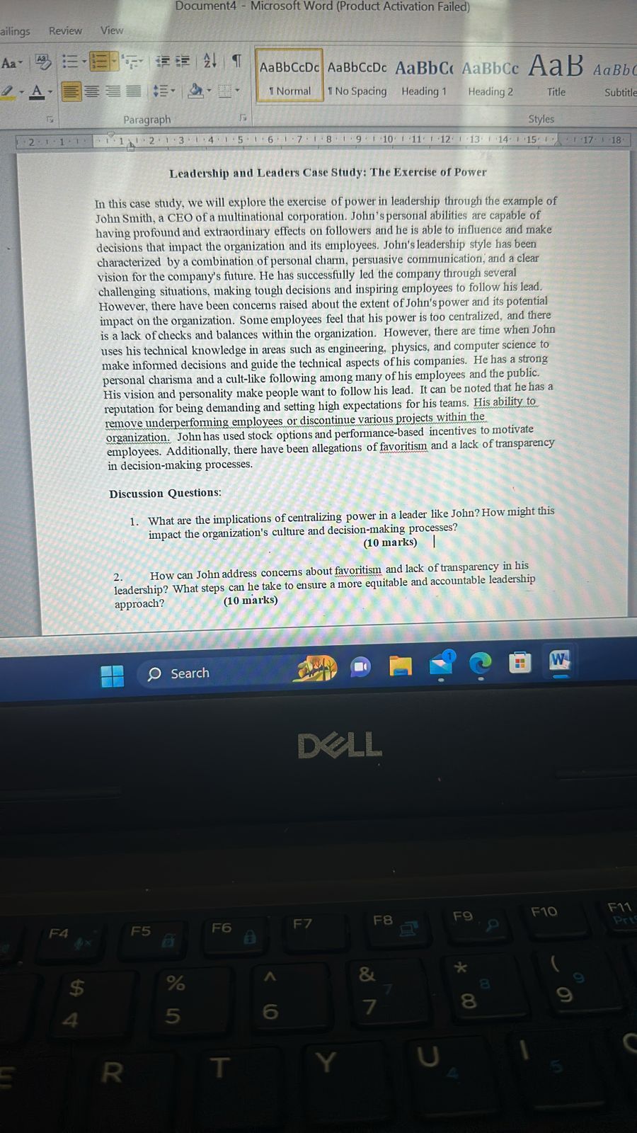 Solved Leadership and Leaders Case Study: The Exercise of | Chegg.com