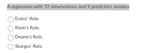 Solved A regression with 72 observations and 9 predictors | Chegg.com