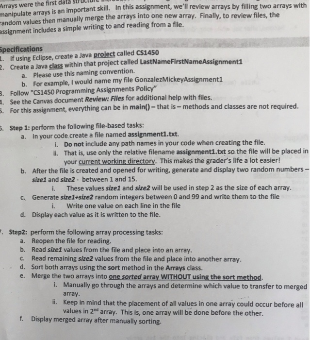 Solved datà structun m manipulate arrays is an important | Chegg.com