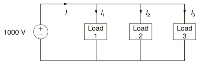 Solved The following circuit has three loads connected in | Chegg.com