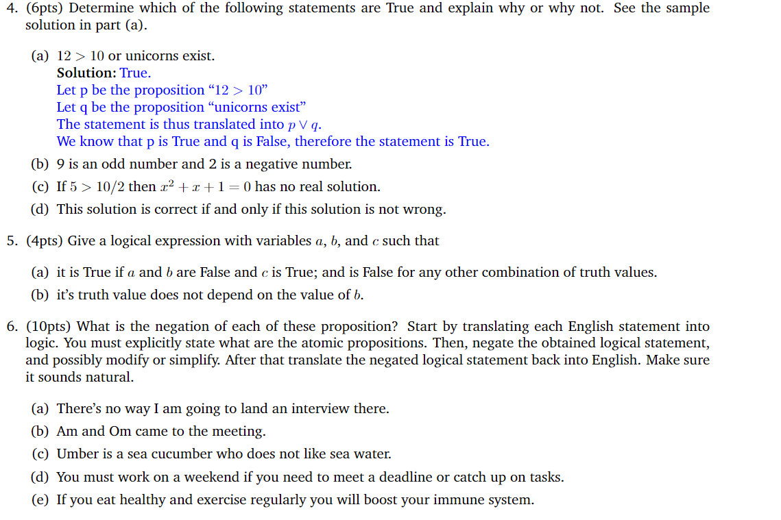 Solved (6pts) ﻿Determine which of the following statements | Chegg.com