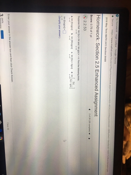 Solved Homework: Section 2.5 Enhanced Assignment Score: 0.75 | Chegg.com Solved Homework: Section 2.5 Enhanced Assignment Score: 0.75 | Chegg.com